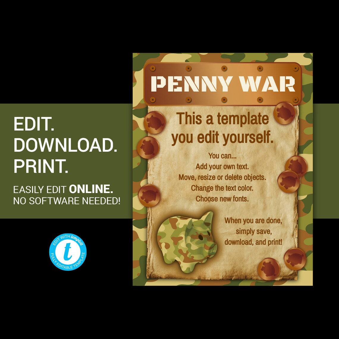 EDITABLE Penny War Flyer Penny War Flyer Penny War Fundraiser Penny War ...