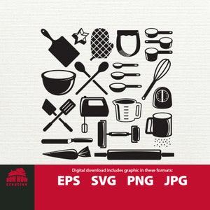 Kitchen Svg Bundle Kitchen Tools Svg Kitchen Clip Art Baking Tools Svg ...