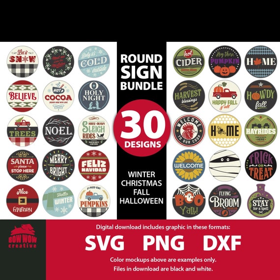MEGA Round Door Sign Bundle 30 DESIGNS Svg Winter Christmas - Etsy
