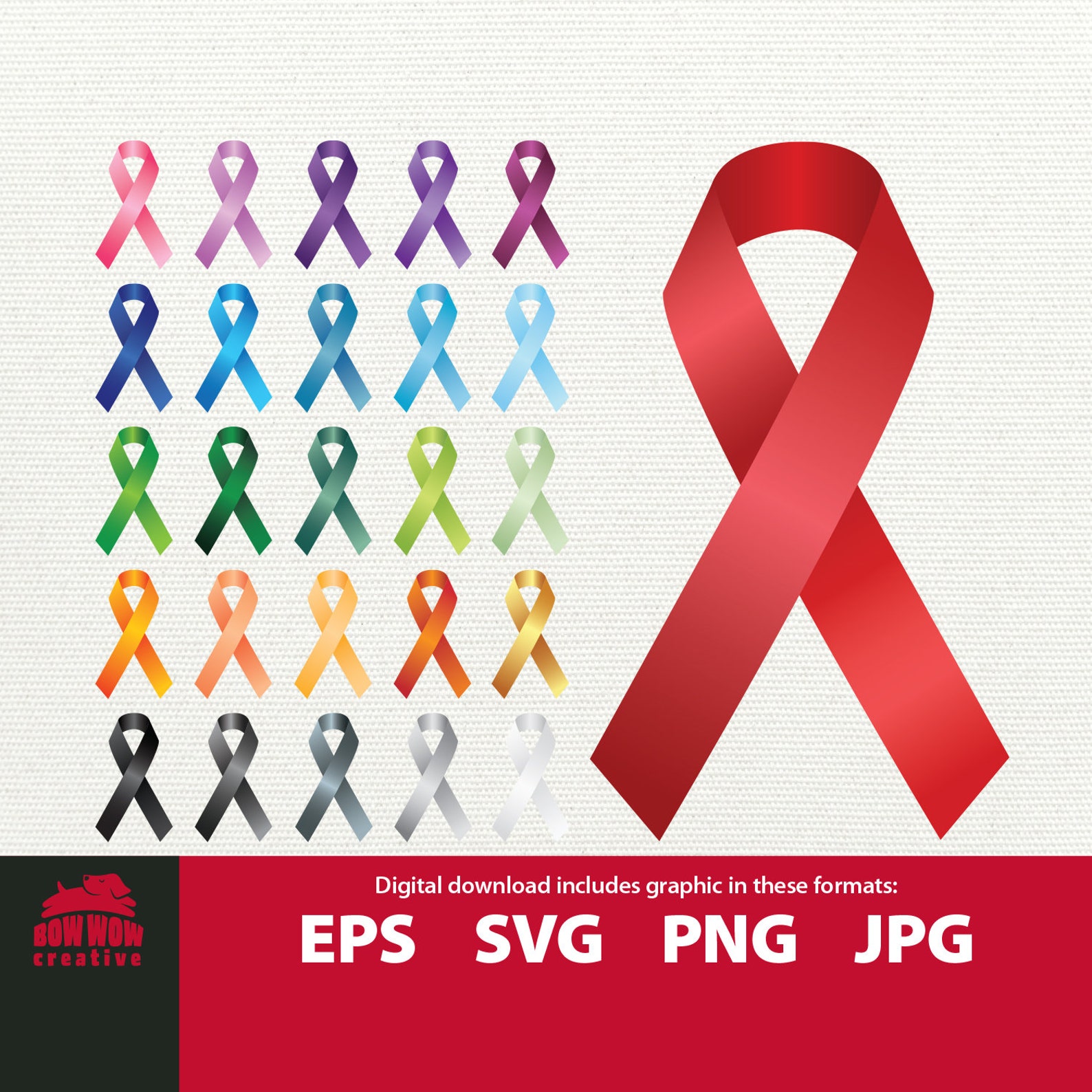 Awareness Ribbons Bundle Cancer Ribbon Red Yellow Orange Green - Etsy