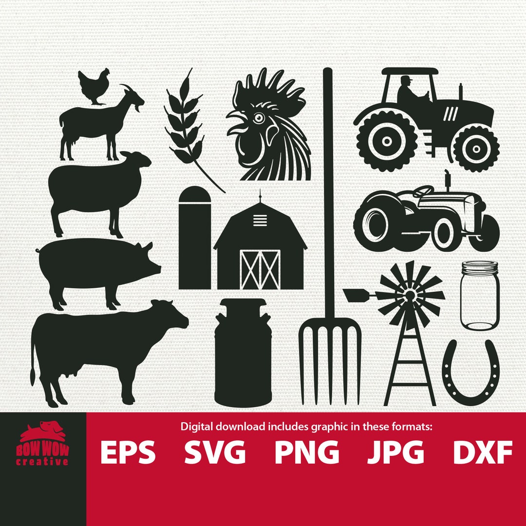 Farm Svg Bundle Farm Bundle Farmhouse Svg Stacked Farm Animals Svg Milk ...