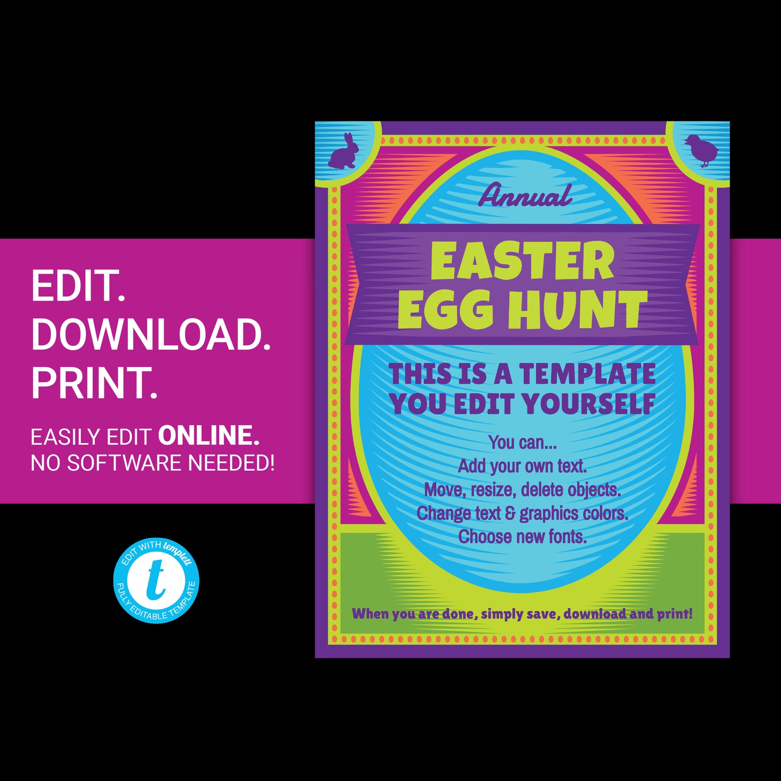 EDITABLE Easter Egg Hunt Roll Party Dinner Celebration Church School ...