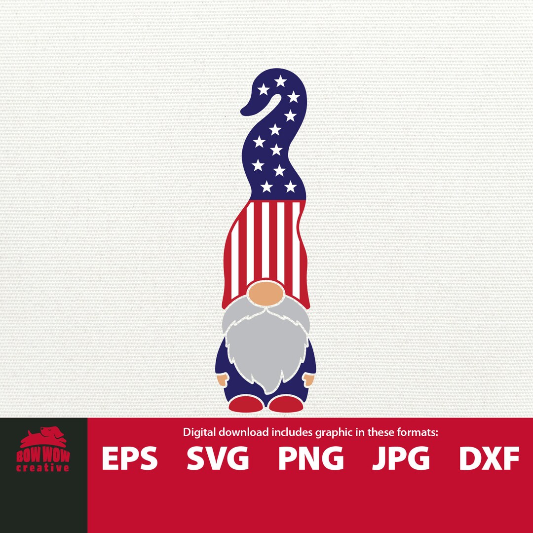 Patriotic Gnome SVG With American U.S. Flag on Hat Gnome Clipart Gnome ...