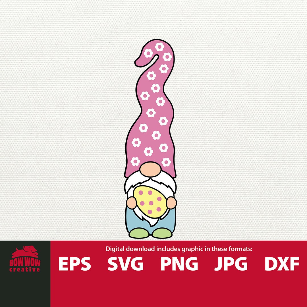 Easter Gnome SVG Holding Easter Egg Spring Flowers on Hat Gift for ...