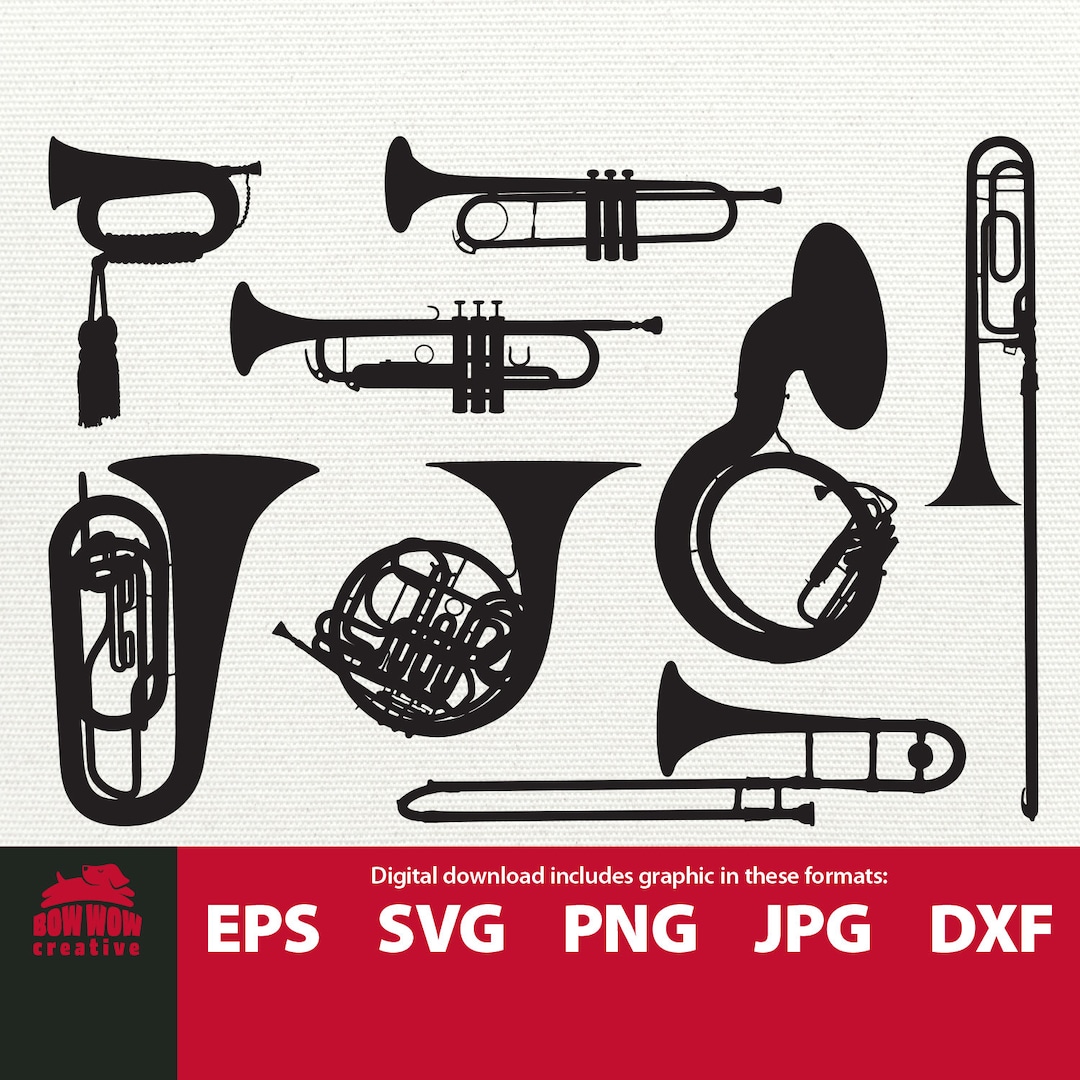 Brass Instrument Svg Bundle Trumpet Sousaphone Trombone Bugle Tuba ...