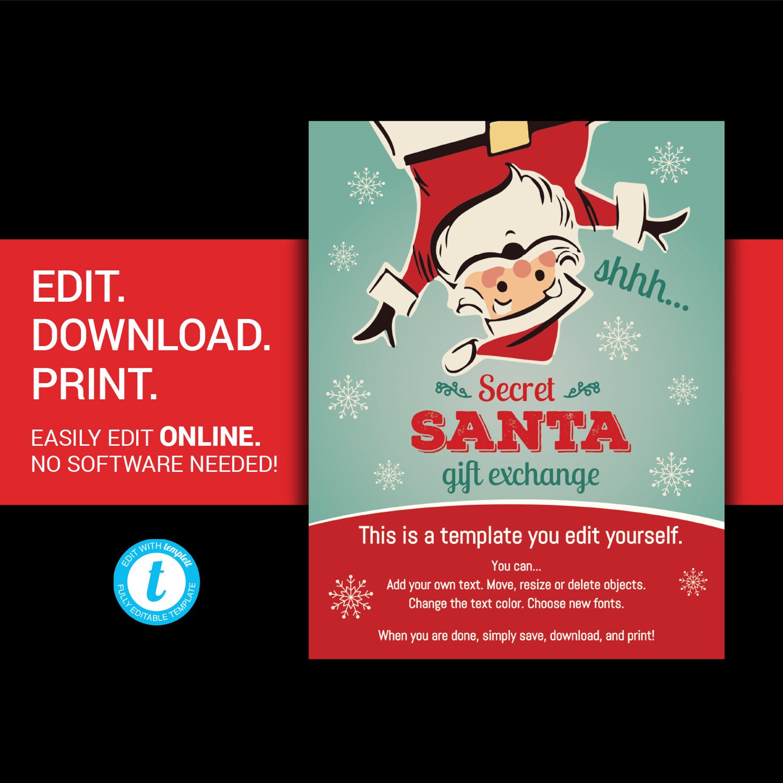 EDITABLE Secret Santa Flyer Secret Santa Poster Gift Exchange Etsy