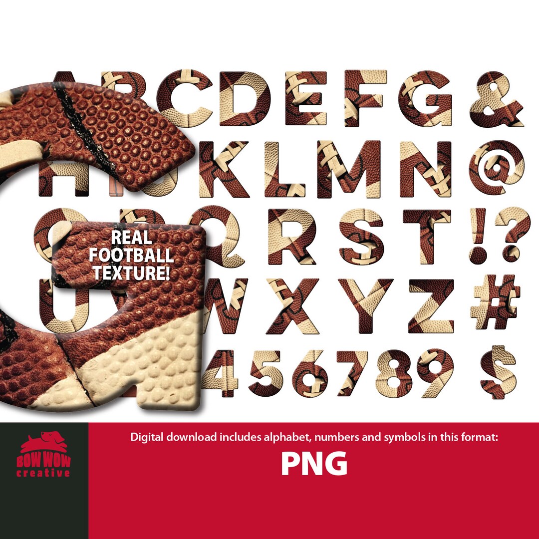 FOOTBALL ALPHABET Football Abcs Letters Numbers Symbols Football Clip ...