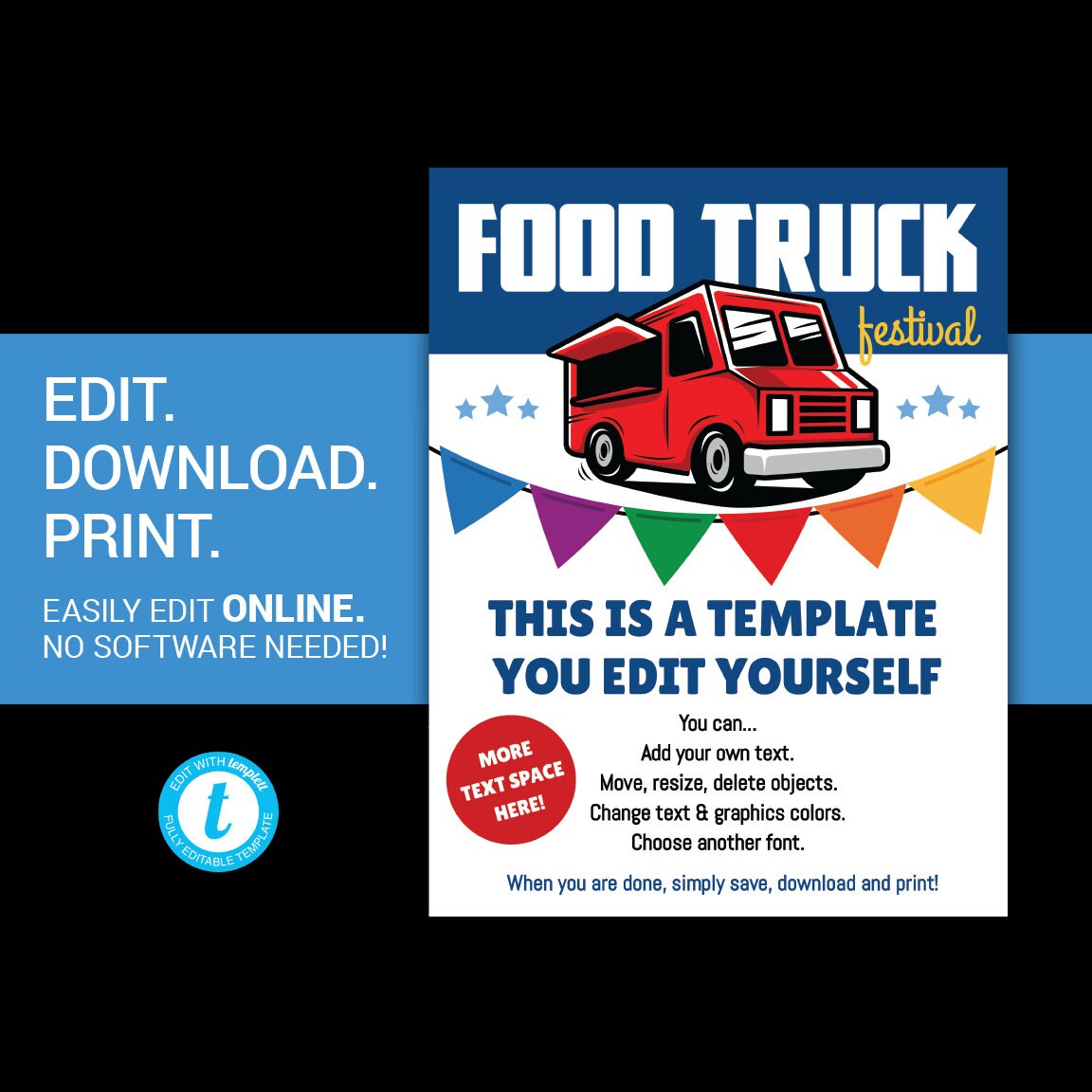 EDITABLE Food Truck Festival Rodeo Fundraiser Flyer Charity Event ...