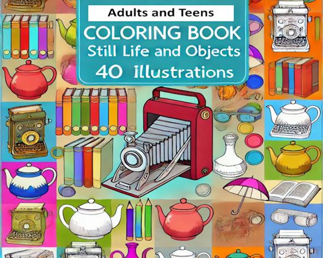Still Life and Objects, Adult Coloring Book, PDF Format, Instant ...