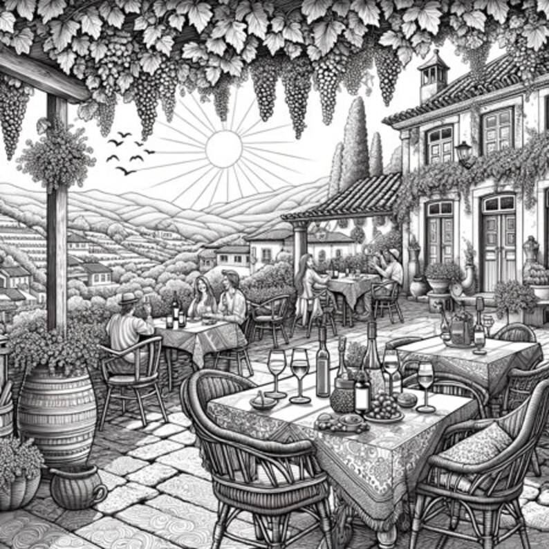 European Pubs Coloring Book: 40 Coloring Pages, International Pub Line ...