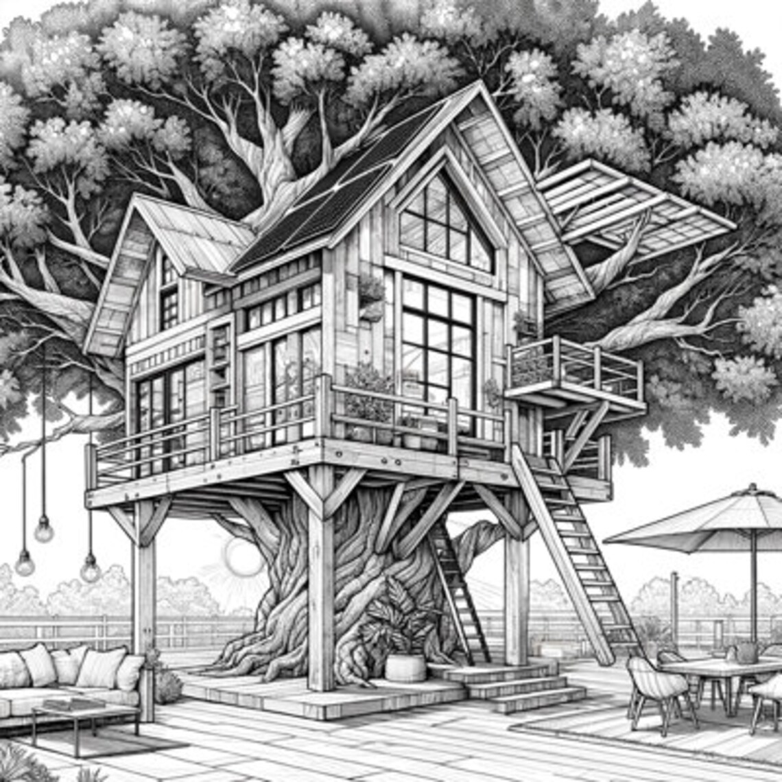 American Treehouse Collection: Adult Coloring Book, Highly Detailed and ...