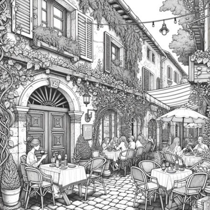 European Pubs Coloring Book: 40 Coloring Pages, International Pub Line ...