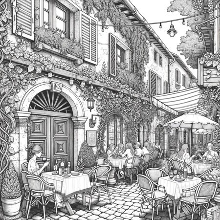 European Pubs Coloring Book: 40 Coloring Pages, International Pub Line ...
