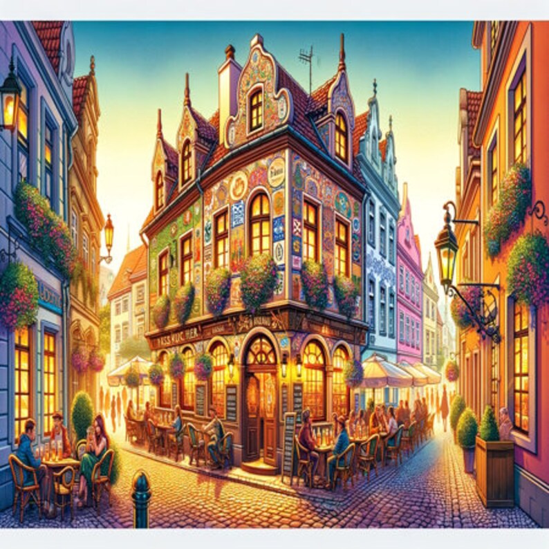 European Pubs Coloring Book: 40 Coloring Pages, International Pub Line ...