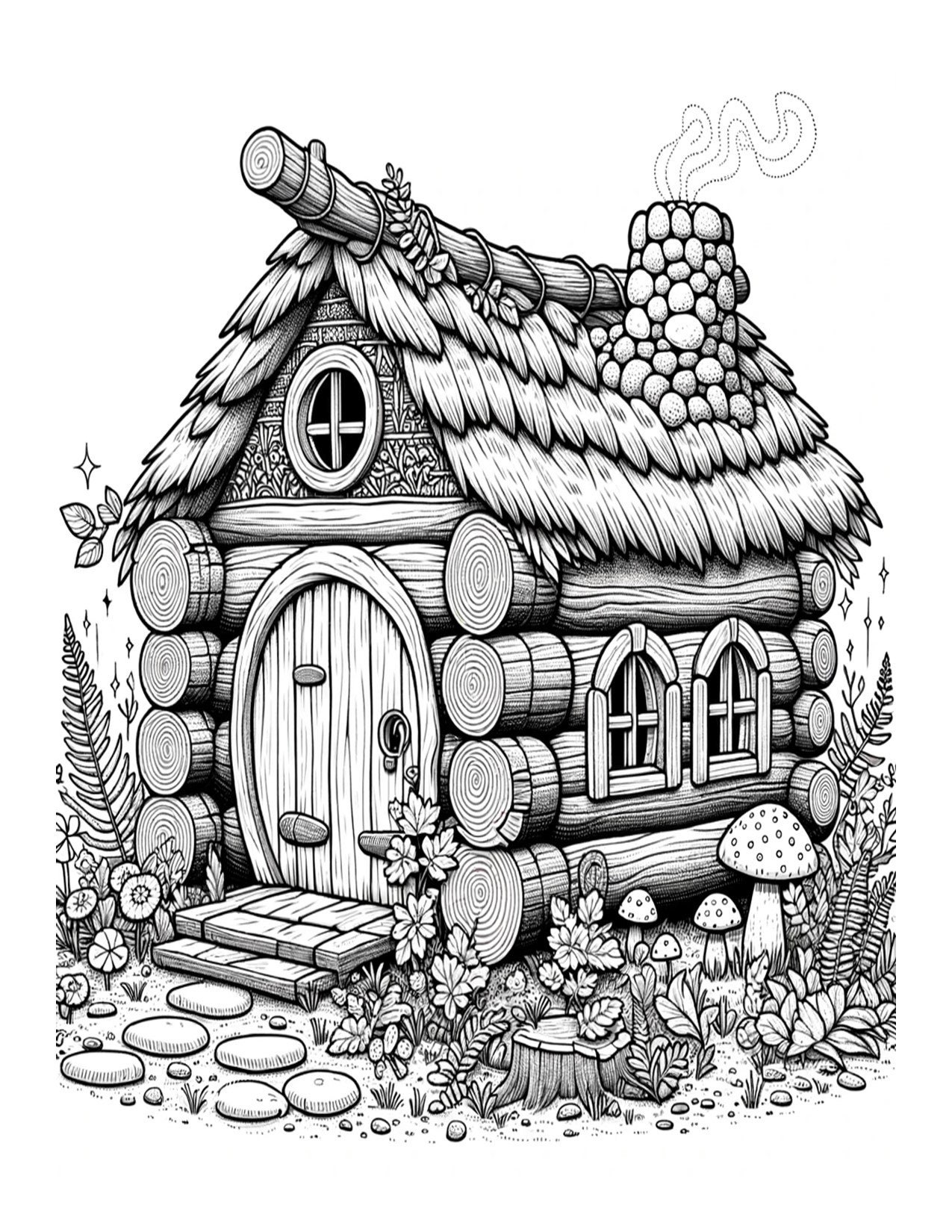 Fairy House Coloring Book: 25 Coloring Pages, Fantasy Fairy Homes and ...