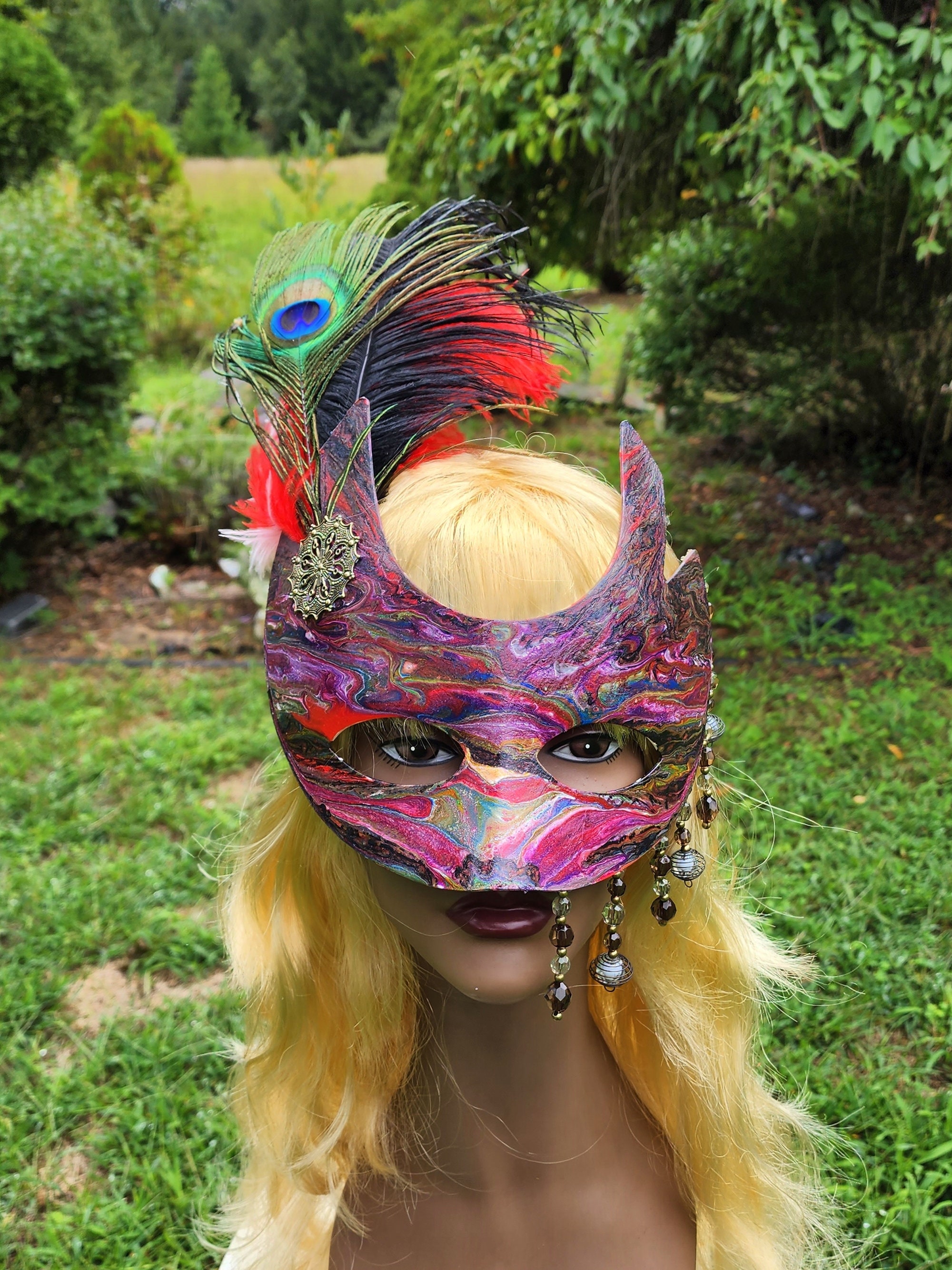 Halloween Masquerade Mask, Paint Poured, Mask Costume, Ball Mask ...
