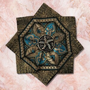 Blue and Gold Cockade Hat Pin Medium 4" Colonial Broach Pin Renaissance ...