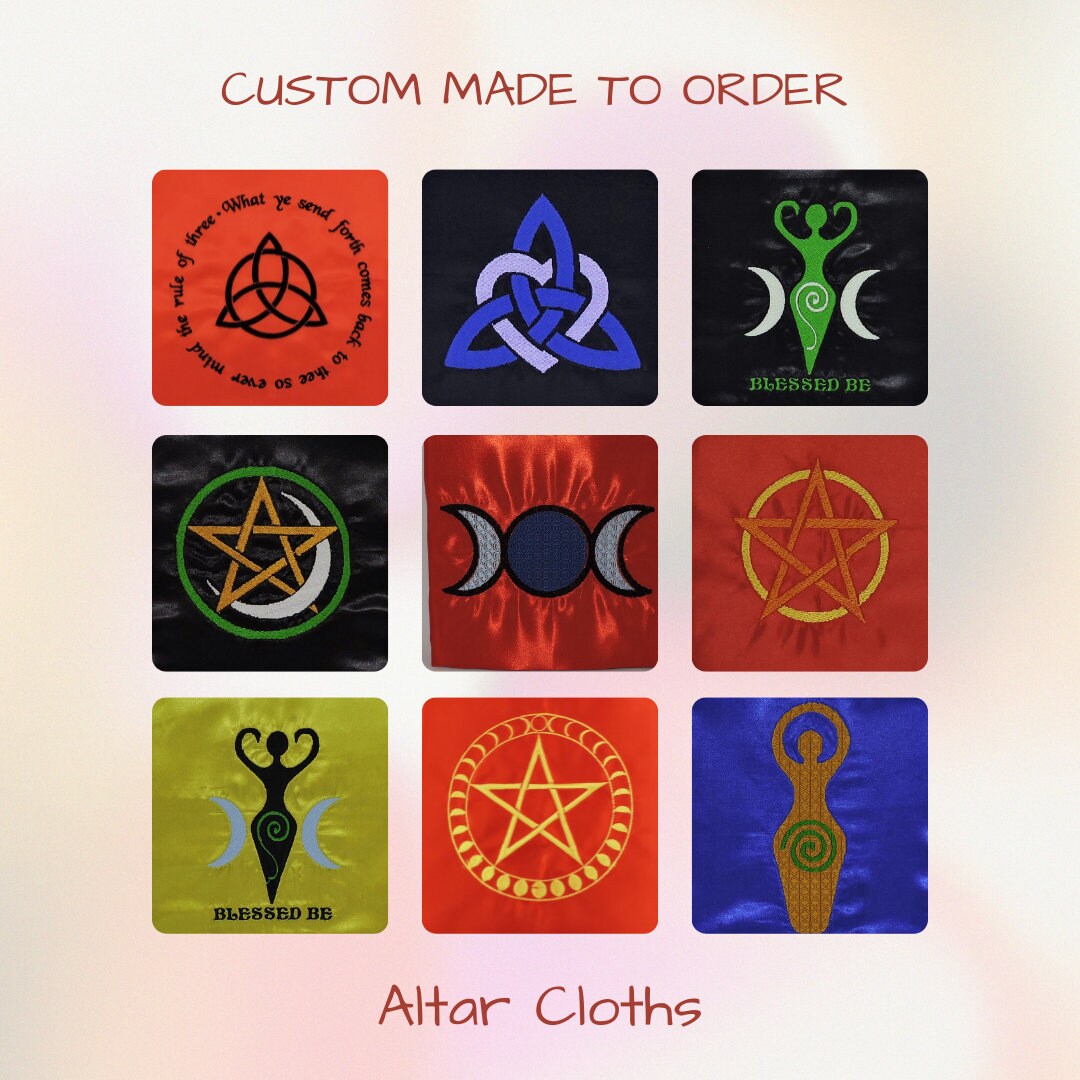 Wiccan Altar Cloth, Satin Made to Order, Multiple Designs & Colors ...