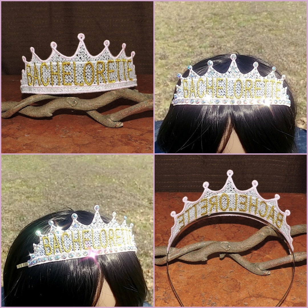 Custom Bachelorette Tiara Freestanding Lace Bachelorette Party Bridal ...