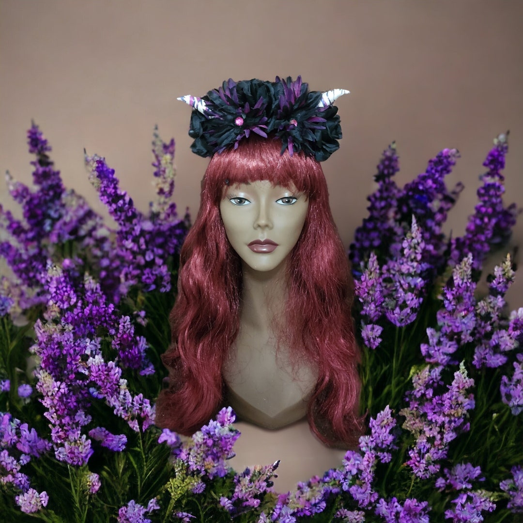 Forest Fairy Flower Crown With Horns, Pixie Headband for Renaissance ...