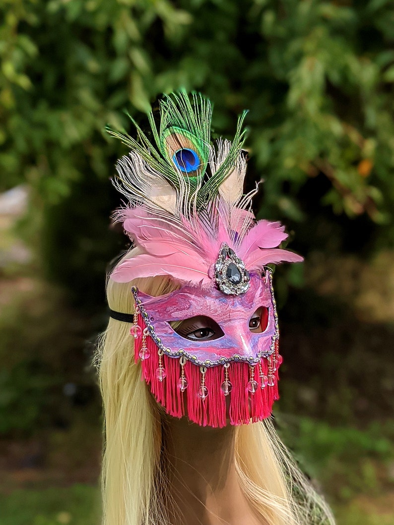 Pink Mardi Gras Mask, Costume Party, Halloween Mask, Venetian Party ...