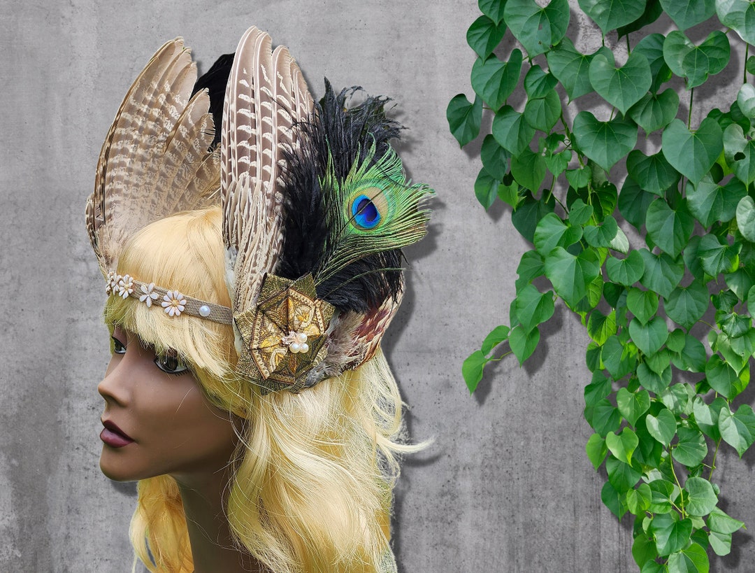 Valkyrie Winged Headdress Feather Crown Masquerade Headband - Etsy