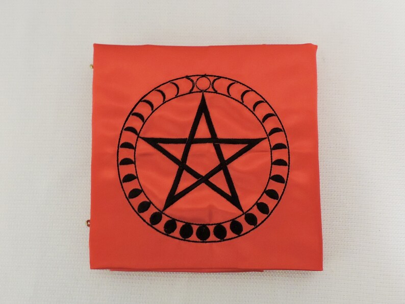 Red Altar Cloth Pentacle Lunar Moon Phase Wiccan Shrine Cloth - Etsy