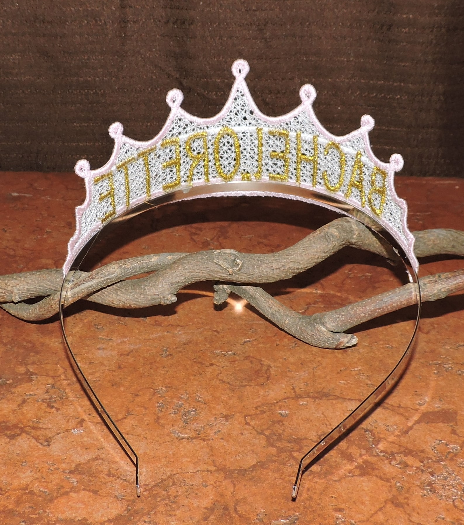 Custom Bachelorette Tiara Freestanding Lace Bachelorette Party Bridal ...