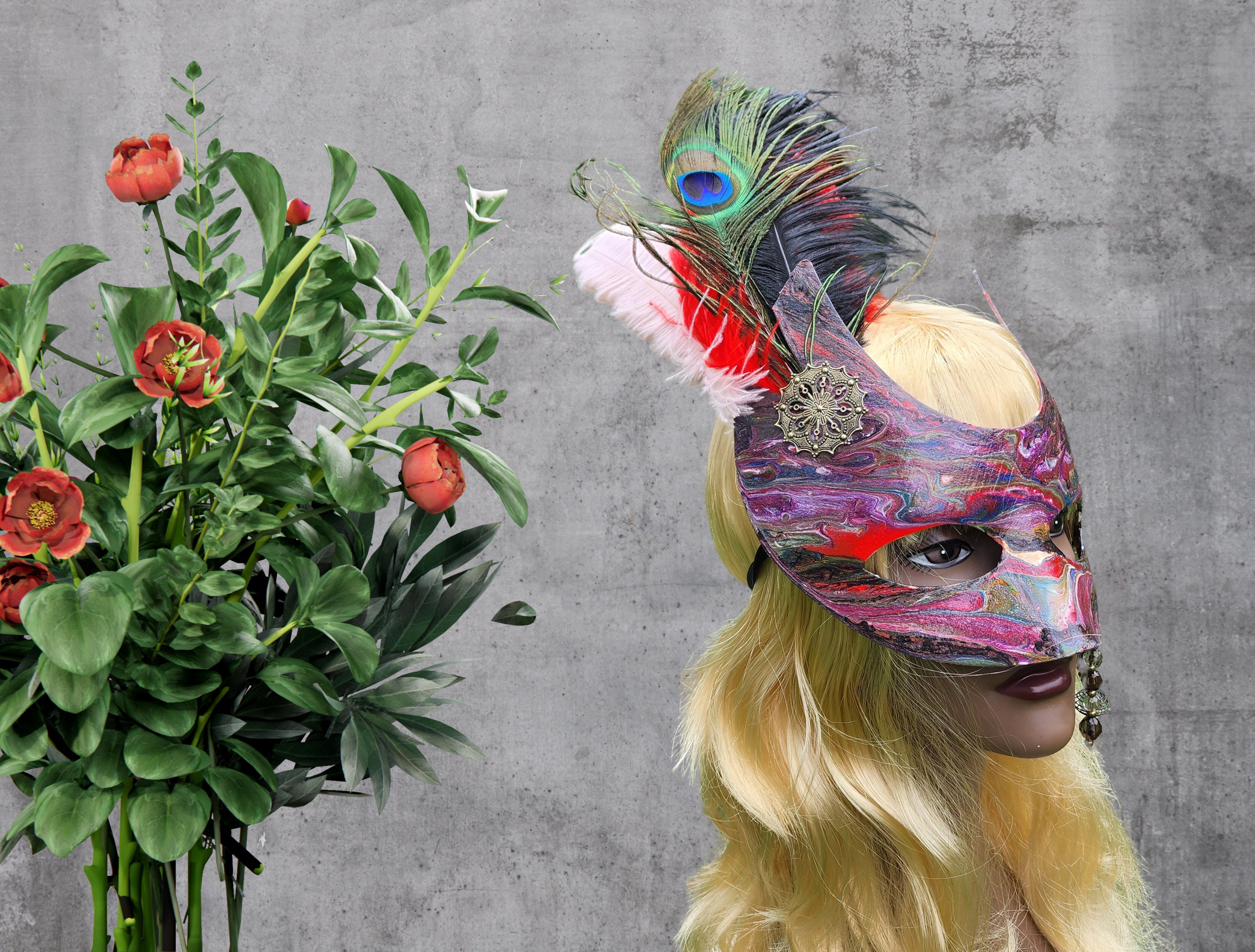 Halloween Masquerade Mask, Paint Poured, Mask Costume, Ball Mask ...