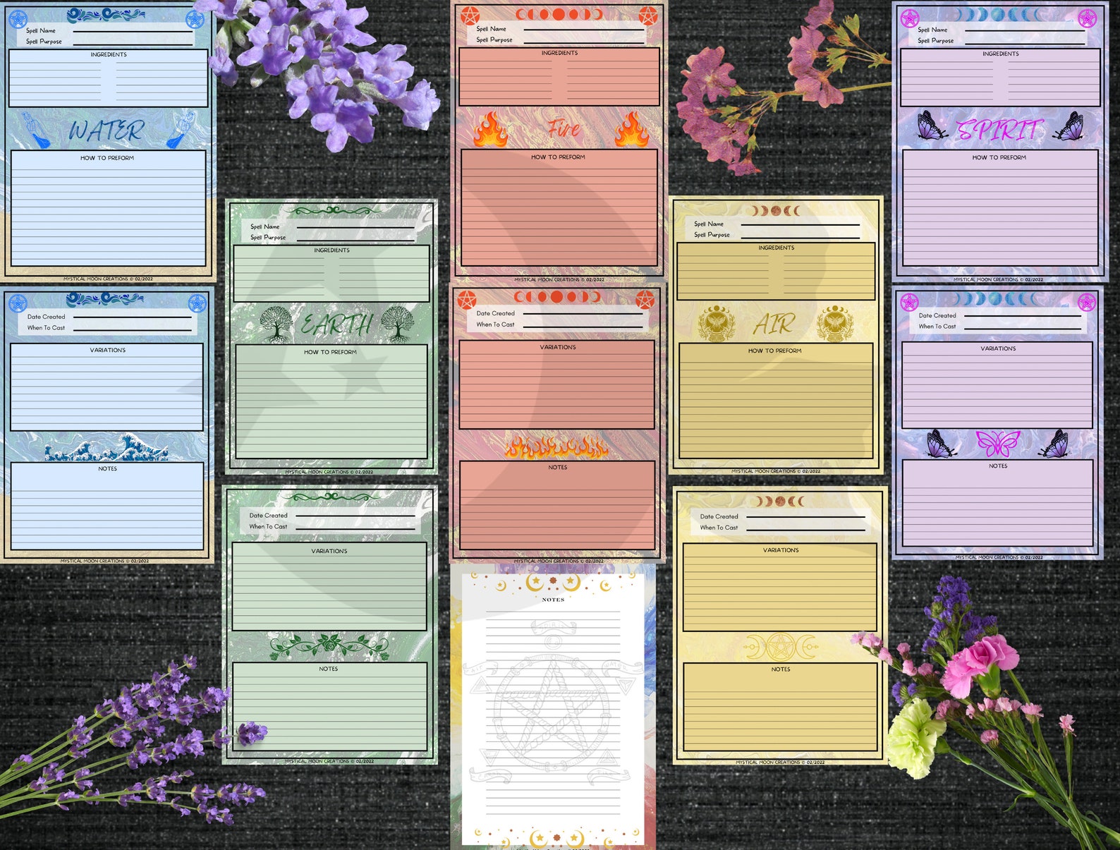 Elemental Spell Sheets Book of Shadow Pages Digital - Etsy