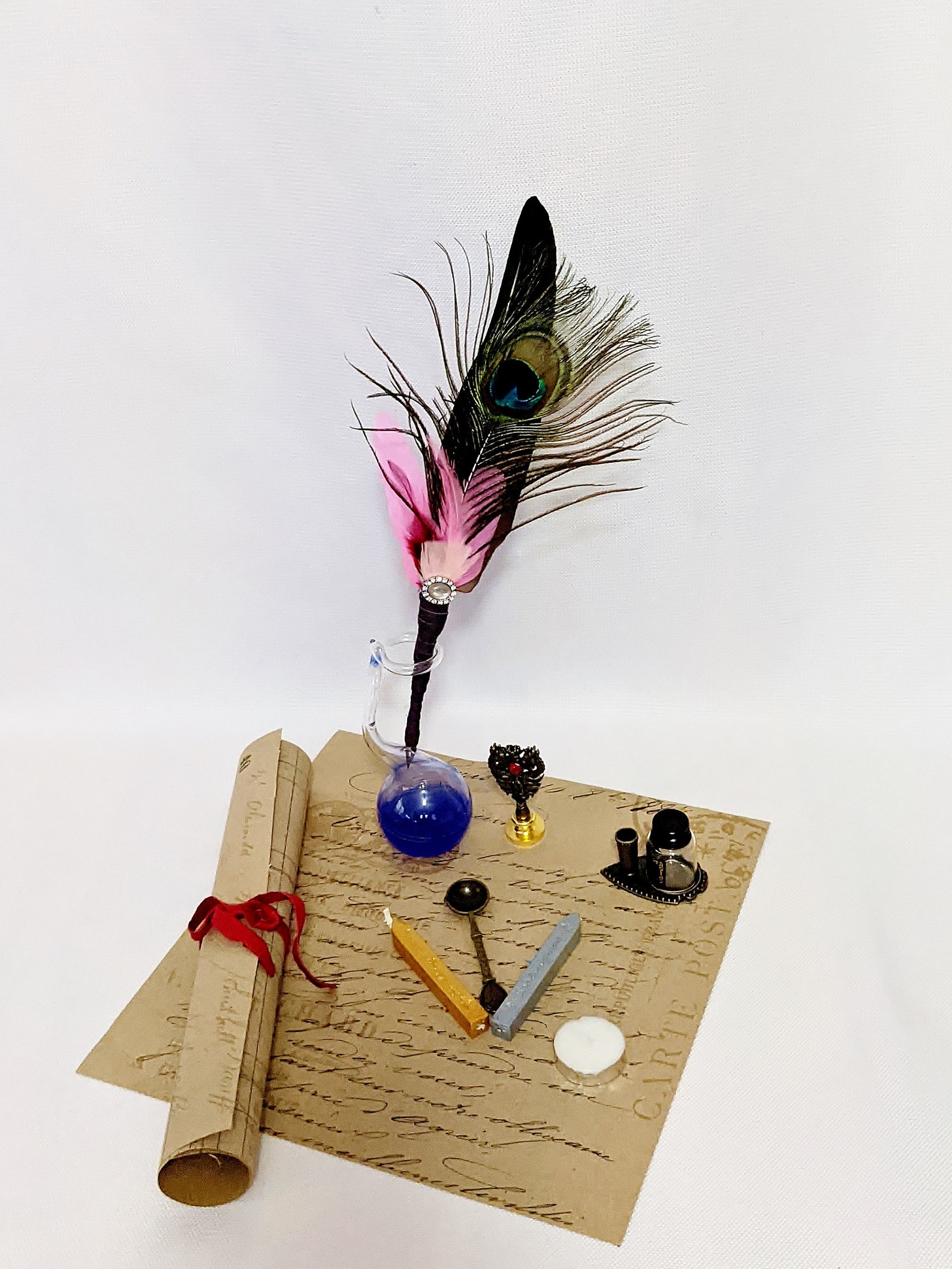 Pink Goose Feather Dip Pen Quill Calligraphy Journaling Love | Etsy