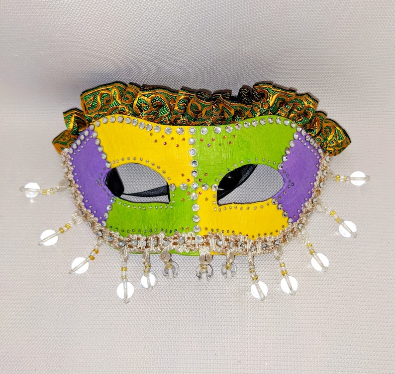 Purple Green Yellow Mardi Gras Mask Beaded Costume Mask | Etsy