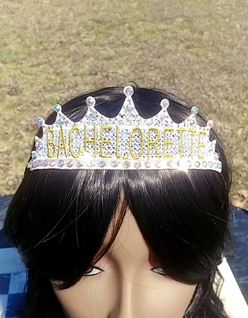 Custom Bachelorette Tiara Freestanding Lace Bachelorette Party Bridal ...