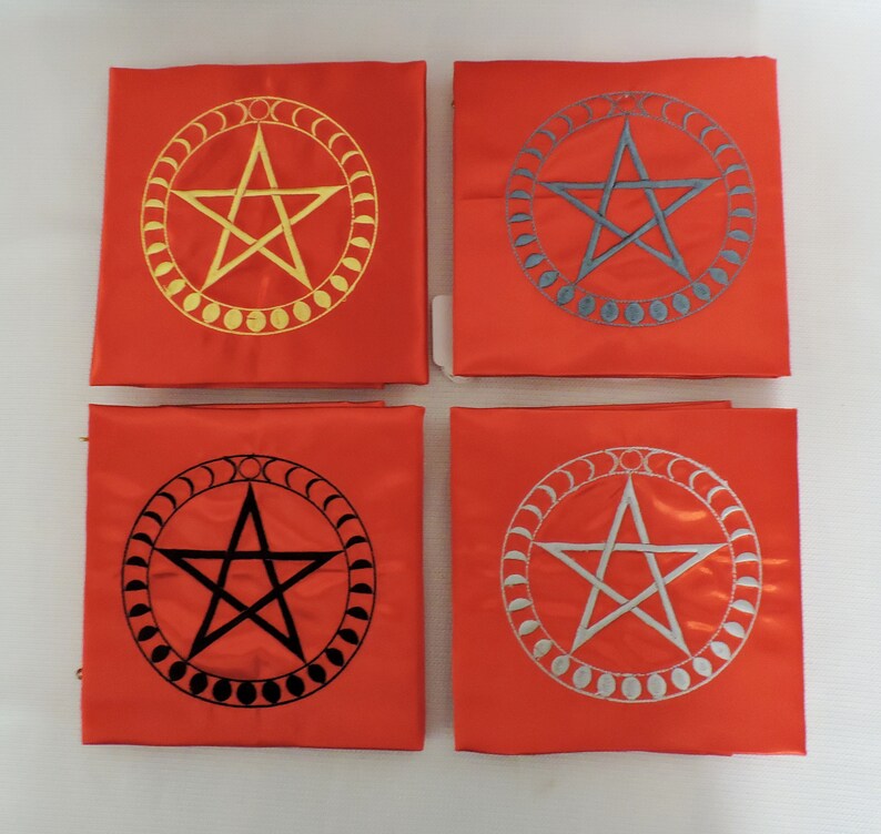 Red Altar Cloth Pentacle Lunar Moon Phase Wiccan Shrine Cloth - Etsy