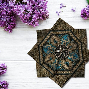 Blue and Gold Cockade Hat Pin Medium 4" Colonial Broach Pin Renaissance ...