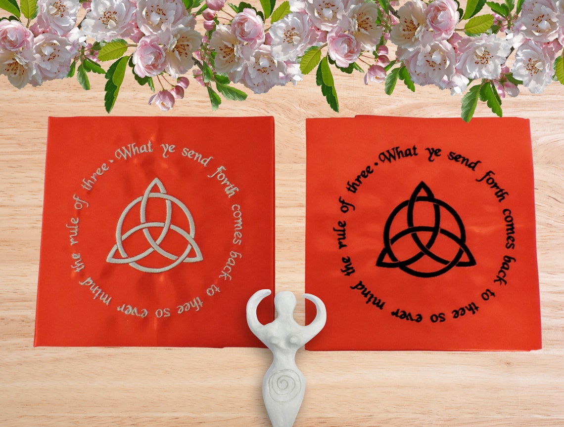 Red Altar Cloth Rule of Three Triquetra Wiccan Shrine Cloth - Etsy