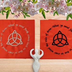 Red Altar Cloth Rule of Three Triquetra Wiccan Shrine Cloth Wicca Pagan ...