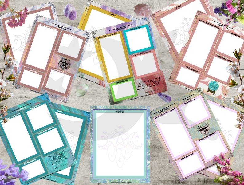 Book of Shadows Spell Sheet Pages Grimoire Pagan Stationary - Etsy