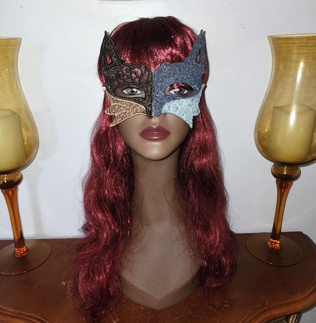 Brown & Grey Chimera Fox Mask Two Tone Kitsune Rave Mask Fox Masquerade ...