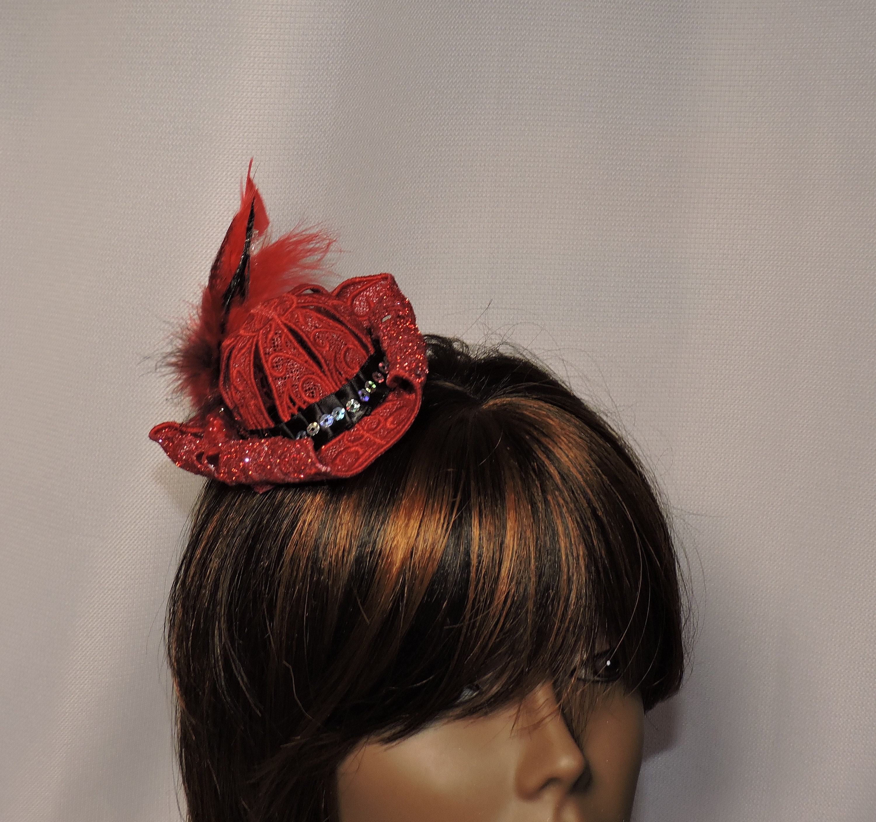 Red Mini Pirate Hat Tricorn freestanding lace gift | Etsy