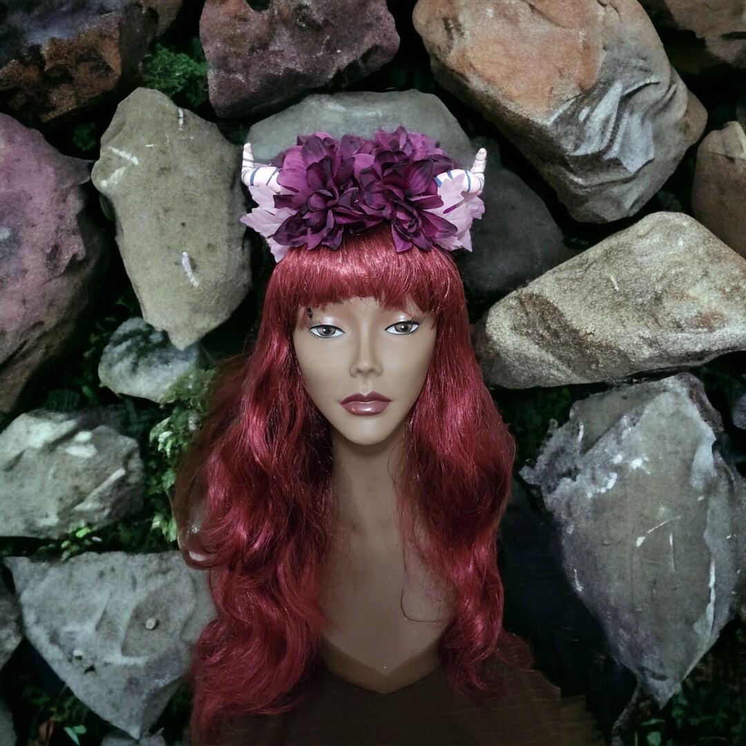 Enchanted Forest Flower Crown With Horns, Fairy Headband for ...