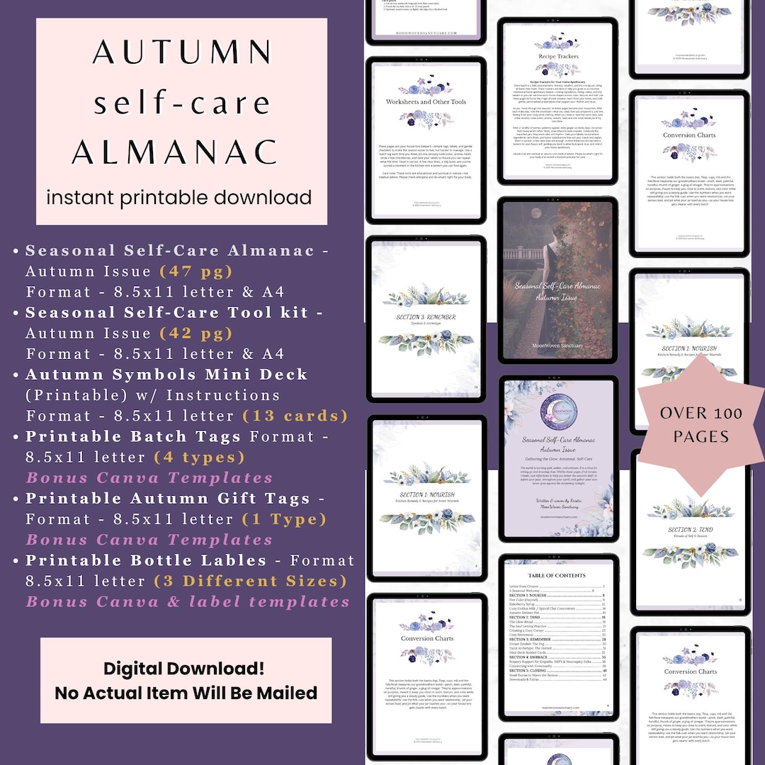 Autumn Self-care Almanac PDF | Seasonal Ritual Printable | Kitchen ...