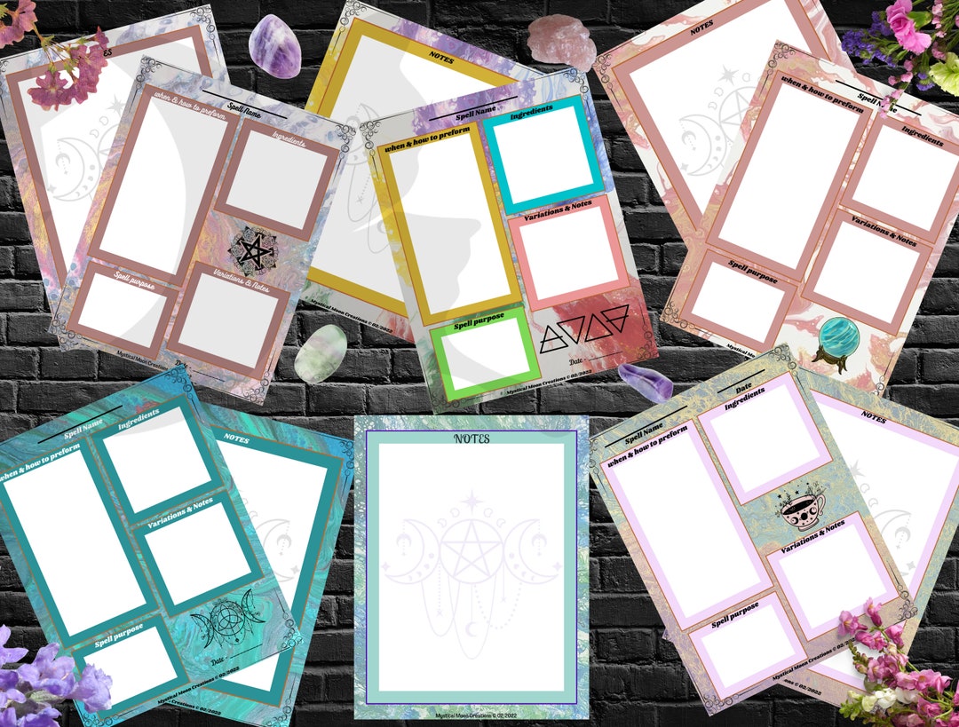 Book of Shadow Pages Digital Download, Grimoire Spell Template ...