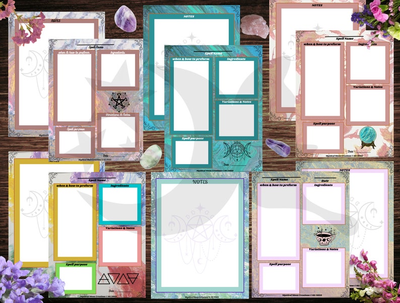 Book of Shadow Pages Digital Download, Grimoire Spell Template ...