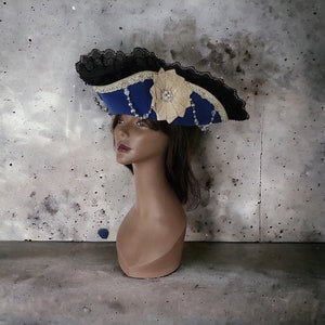 Blue Pirate Tricorn Hat, Versatile Cosplay Accessory for Women's ...