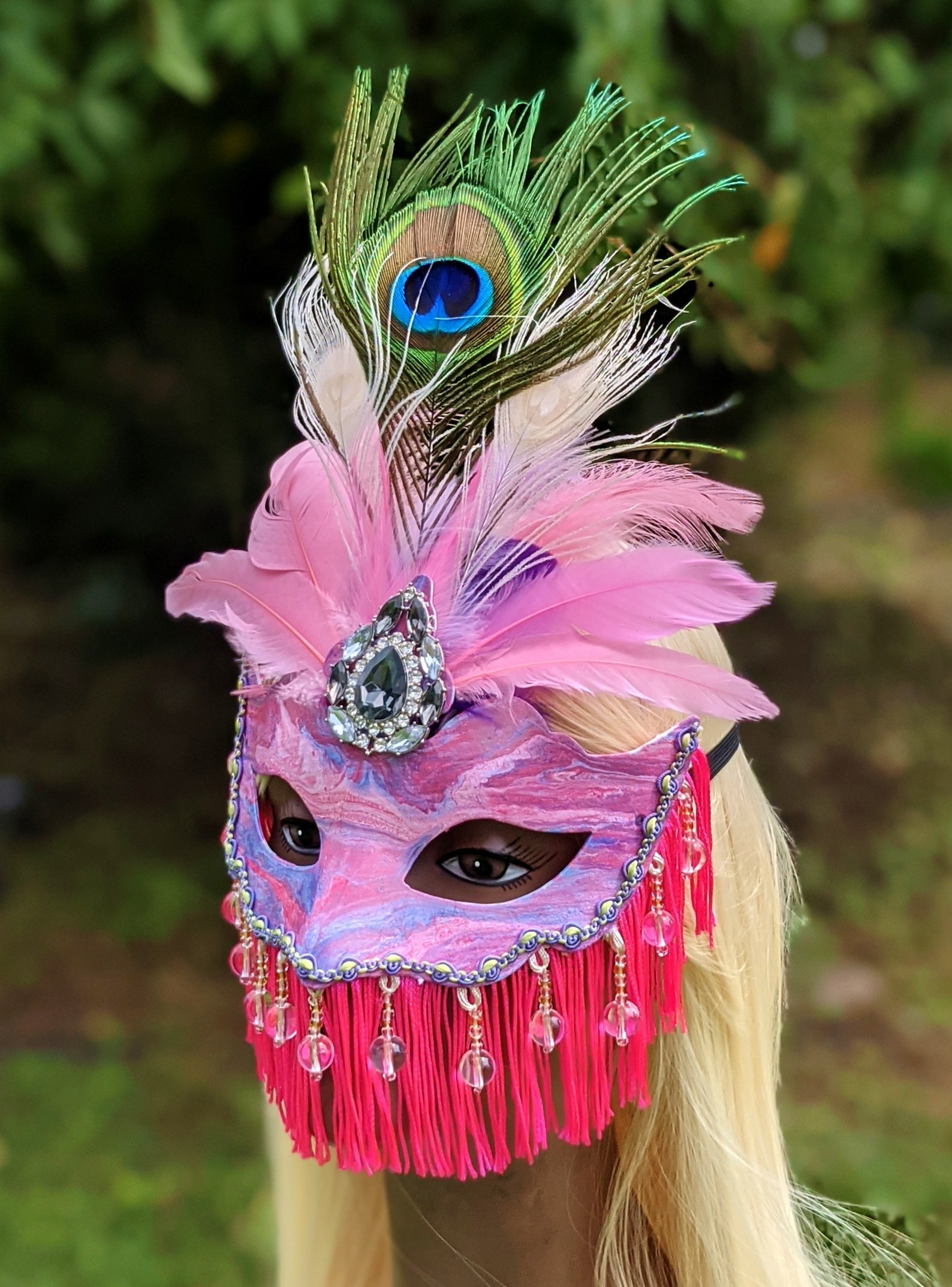Pink Mardi Gras Mask, Costume Party, Halloween Mask, Venetian Party ...