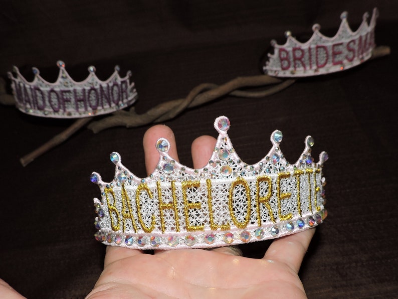 Custom Bachelorette Tiara Freestanding Lace Bachelorette Party Bridal ...