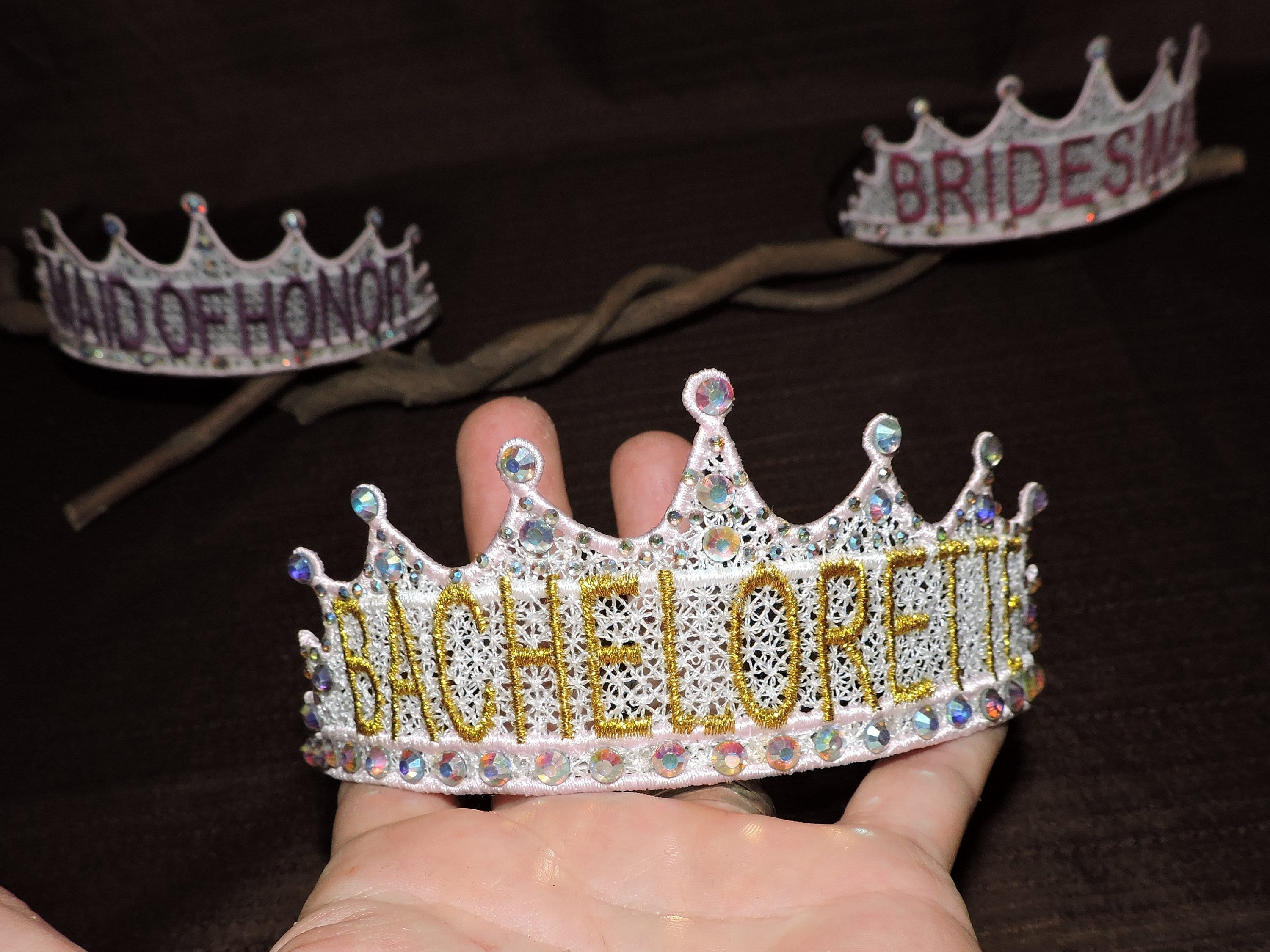 Custom Bachelorette Tiara Freestanding Lace Bachelorette Party Bridal ...