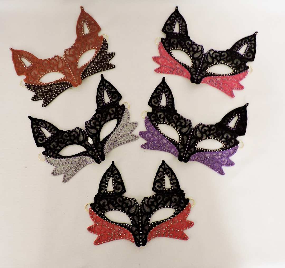 Custom Freestanding Lace Fox Mask Crystal Rhinestones Freestanding Lace ...