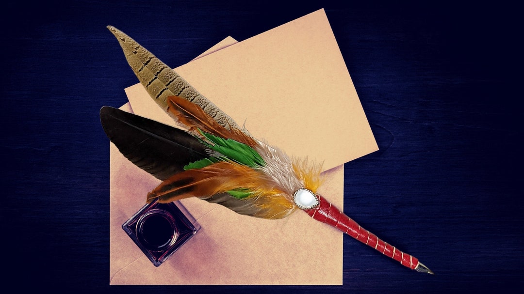 Goose Feather Dip Pen Quill for Calligraphy and Journaling. Brown ...